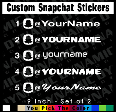 (2)x Custom Snapchat Stickers username your name vinyl decal sticker ...