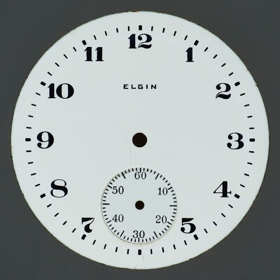 Elgin 16s Single Sunk Enamel Hash Mark Minute Track Pocket Watch Dial ...