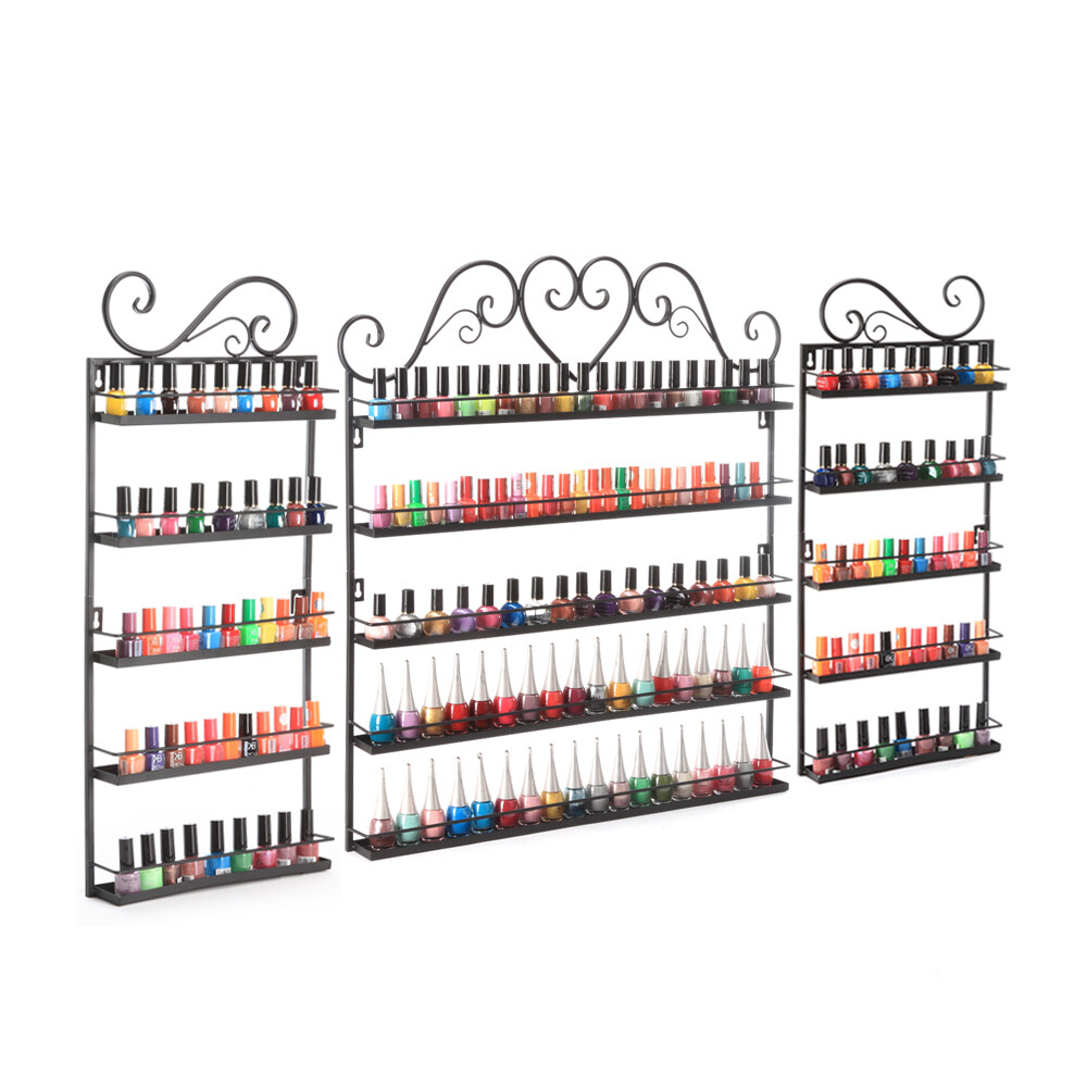 5 Tiers Metal Nail Polish Organizer Wall Mount Rack Display UP To 200 ...