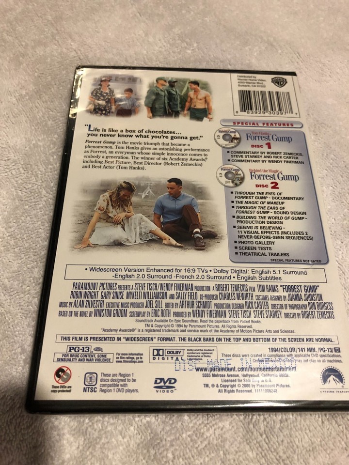Forrest Gump (DVD, 2013, 2-Disc Set) Special Collector's Edition Tom ...
