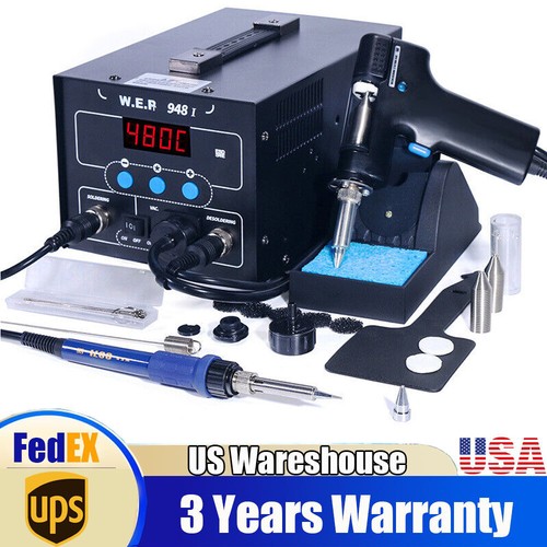 80W Soldering & Desoldering Station Rework Station Vacuum Pump Gun ...