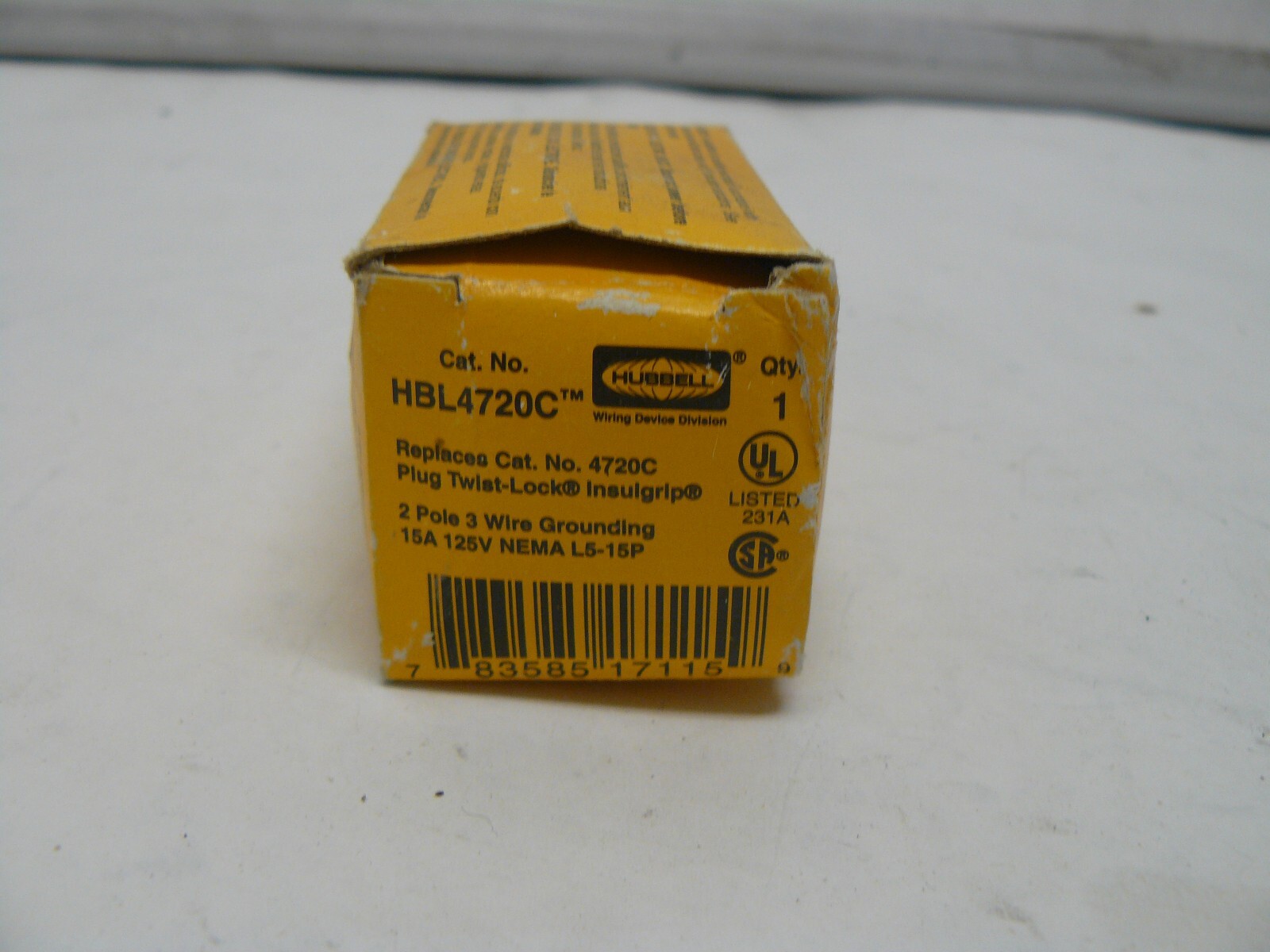 Hubbell HBL4720C plug twist lock 2 pole 3 wire 15 amp 125 volt new | eBay