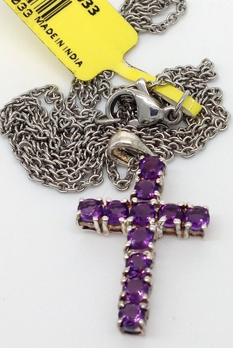 Amethyst Cross Pendant Necklace STS 925 Sterling Silver Chuck Clemency ...