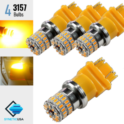 4x 3157 4057 Yellow Amber 600LM Turn Signal Blinker Parking DRL LED ...