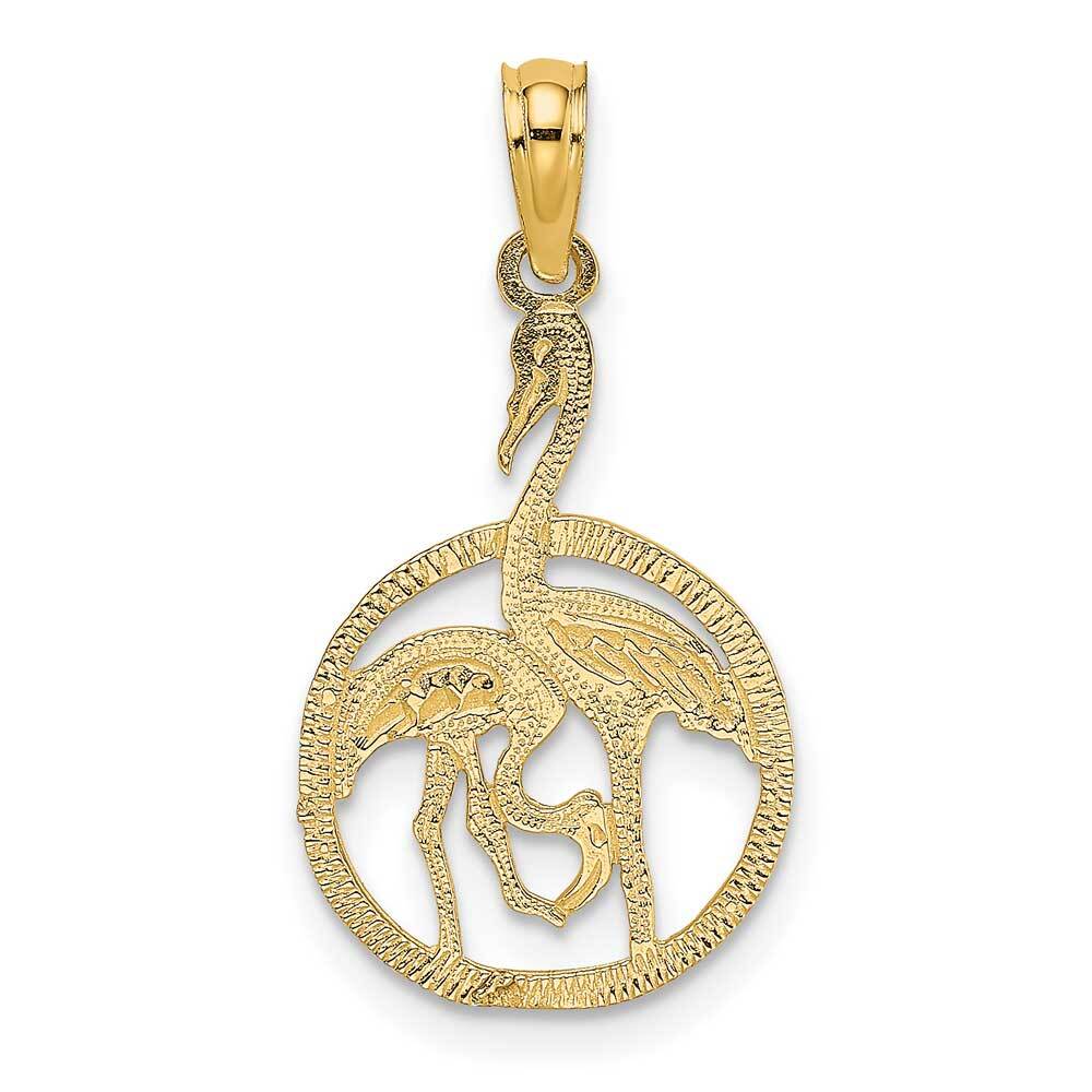 14K Gold Flamingos in Circle Charm 0.6 x 1 in | eBay