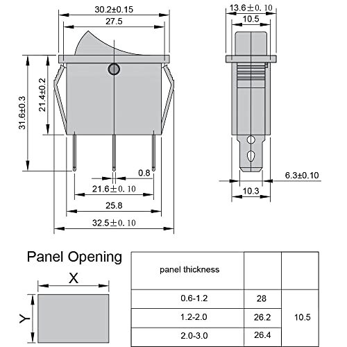 5Pcs ON/Off Boat Rocker Switch 12V 250V/15A 125V/20A 2 Pin Rocker ...