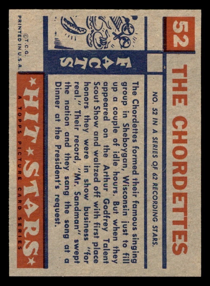 1957 Topps Hit Stars #52 The Chordettes NM | eBay