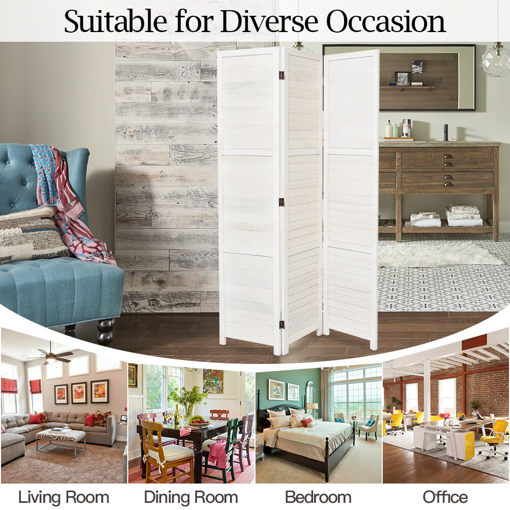 Wooden Slat Privacy Screen 3/4/6 Panels Folding Room Divider Partition ...