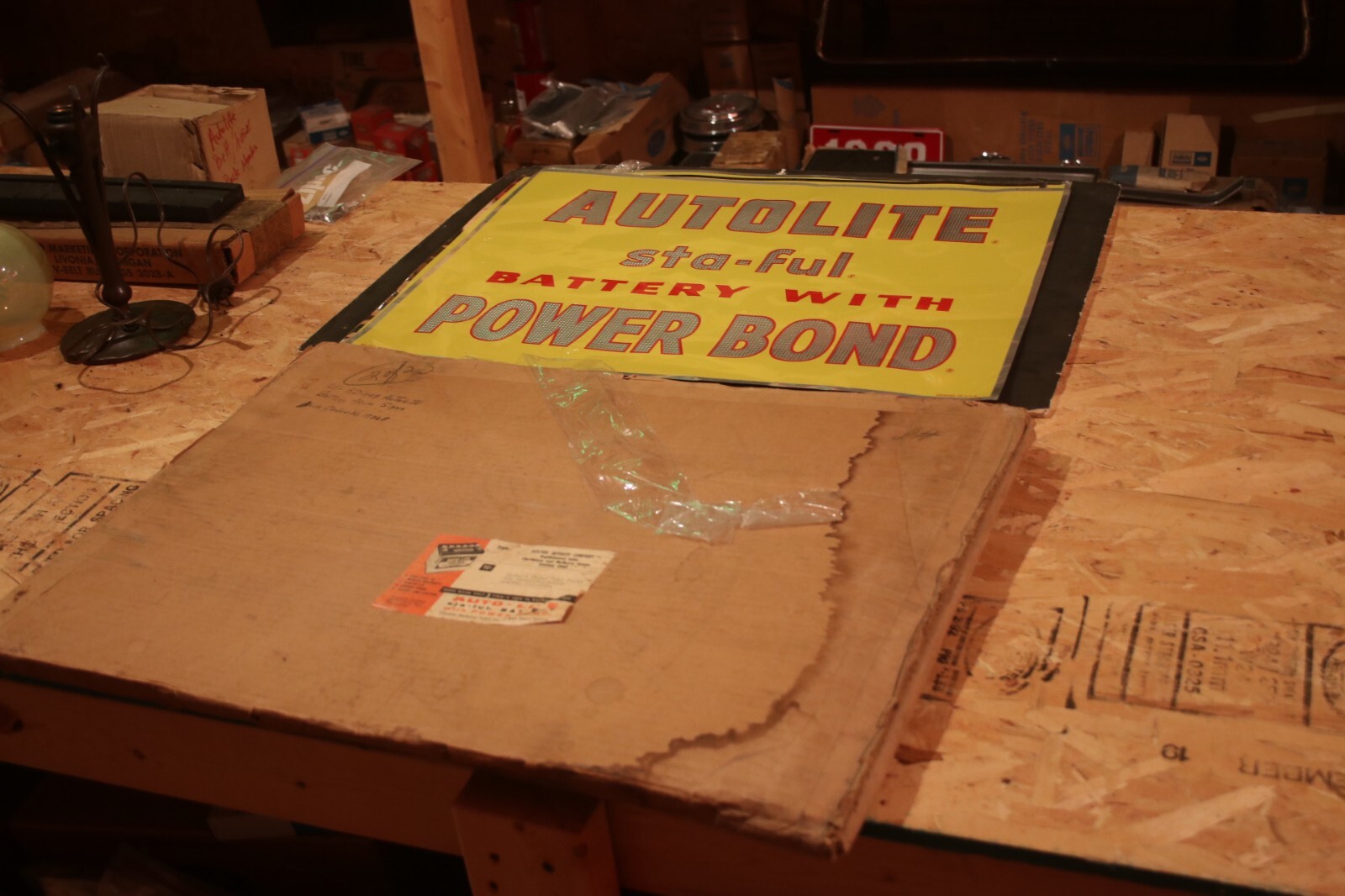 NOS Ford Mustang 1960's Autolite Sta Ful Battery sign 18x24. | eBay