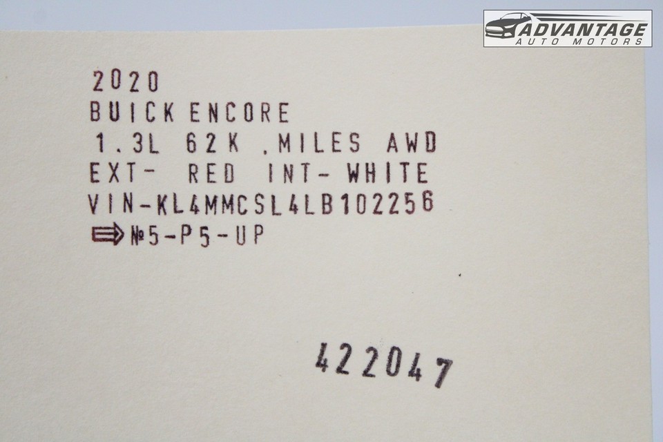 20-23 BUICK ENCORE GX LIFTGATE TAILGATE LICENSE PLATE LIGHT & PARKING ...