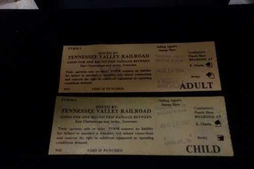 Two Vintage Tennessee Valley Railroad Train Tickets | eBay