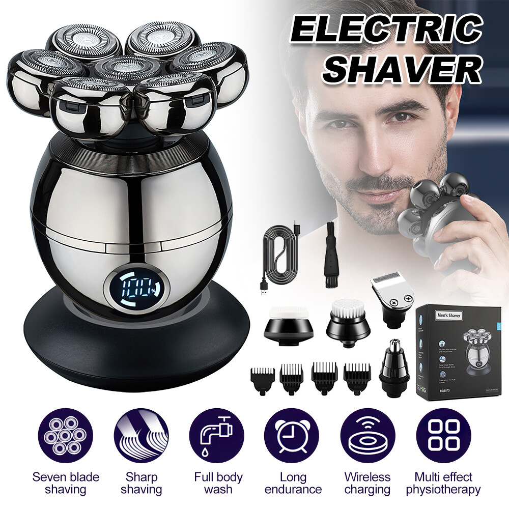 7D Electric Shaver 7 Head Razor Bald Beard Hair Skull Trimmer Beard ...