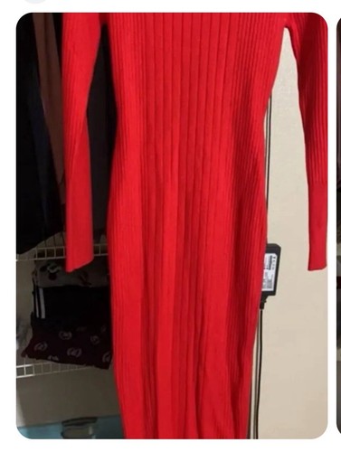 NWT AKIRA LONG SLEEVE Body Con Form Fitting RED SWEATER DRESS, Sm/M ...