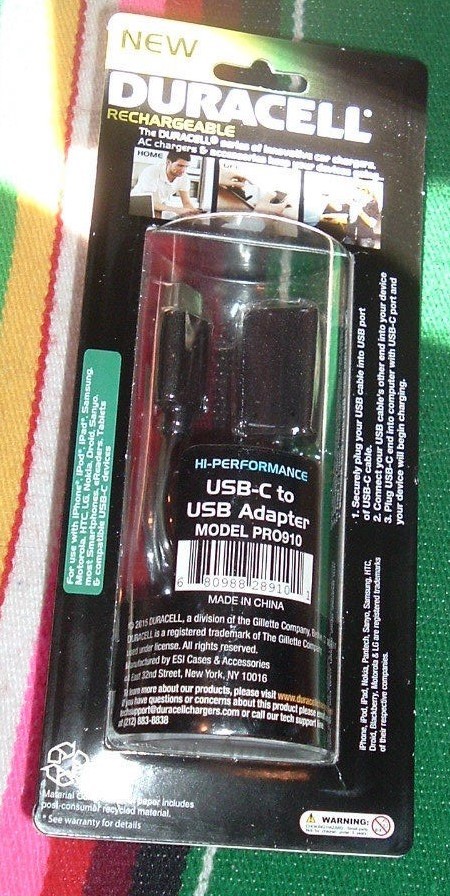 DURACELL RECHARGEABLE NEW USB-C CABLE TO USB ADAPTER WITH USB PORT | eBay