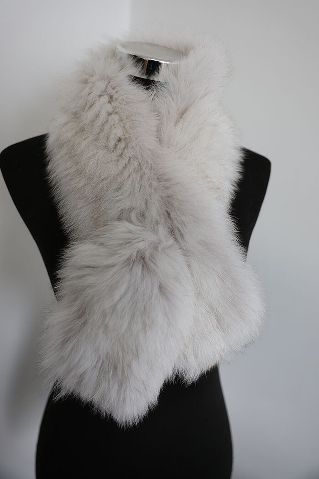 100% Real fox fur scarf /natural white fur neck wrap/cape/shawl 105*15 ...