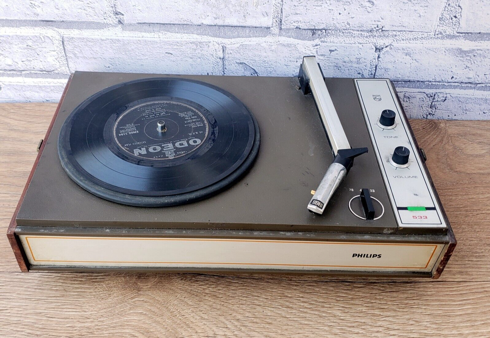 Vintage Original PHILIPS 533 Stereo Portable Retro Electric Phono ...