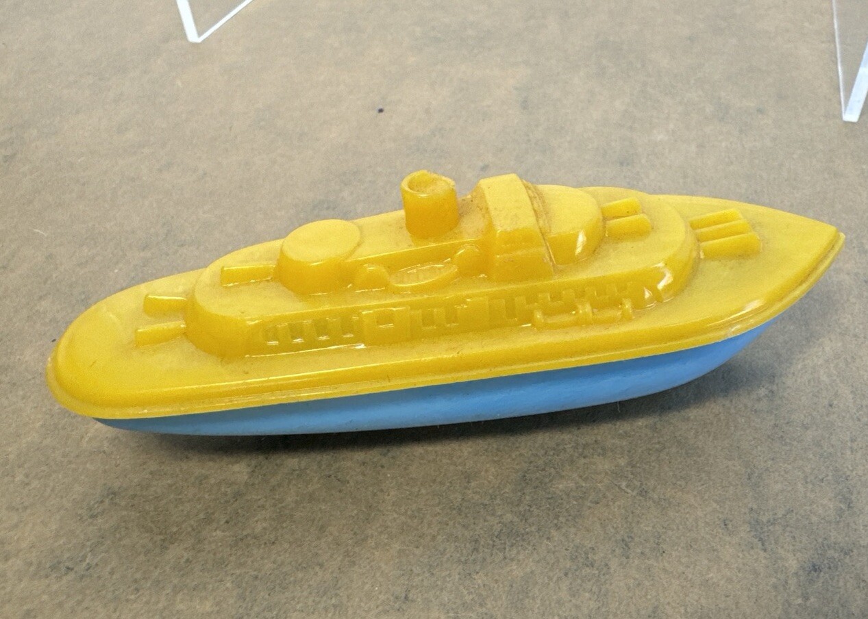 Vintage Banner USA Plastic Toy Boat Ship Blue/Yellow 4" | eBay