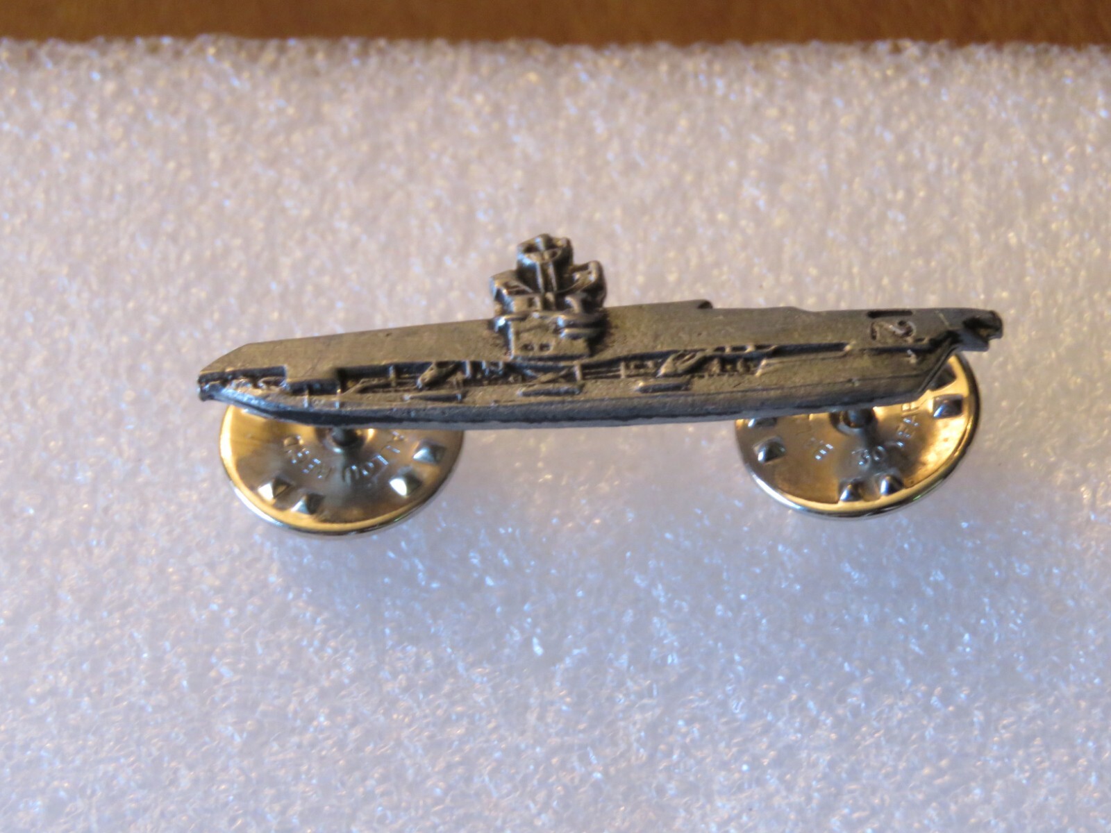 Naval Ship Silver tone Lapel Hat Vest Pin Vintage Pinchback Aircraft ...