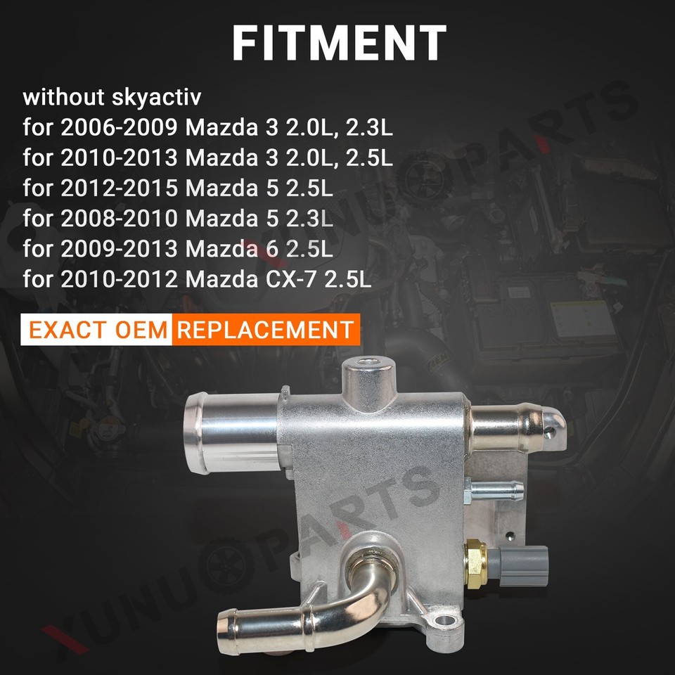 Aluminum Coolant Water Outlet for 2006-2013 Mazda 3 2008-15 Mazda 5 w/o ...