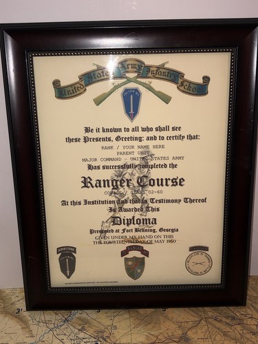 U.S. ARMY RANGER SCHOOL DIPLOMA (1960's - VIETNAM ERA) COMMEMORATIVE ...