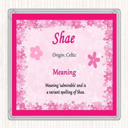 Shae Name Meaning Drinks Mat Coaster Pink | eBay