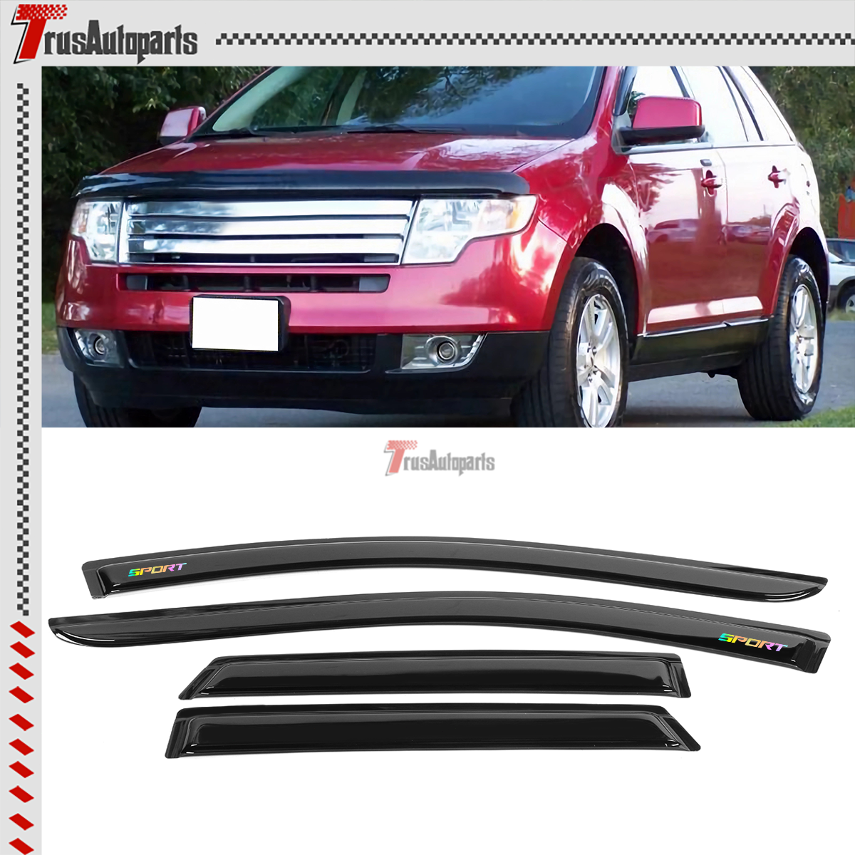 Fits 07-14 Ford Edge 07-15 Lincoln MKX Window Visor Rain Shade w/ Laser ...