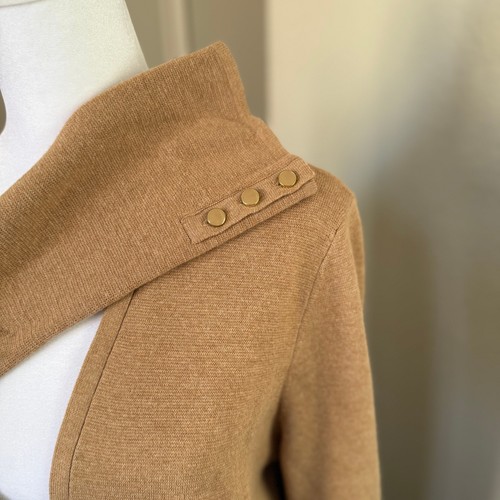 Talbots Cardigan Open Front Long Knit Sweater Camel Size M Cotton Modal ...