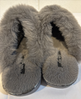 Nine West Clog Slippers Gray Metallic Faux Fur Lined Slip on Womens ...