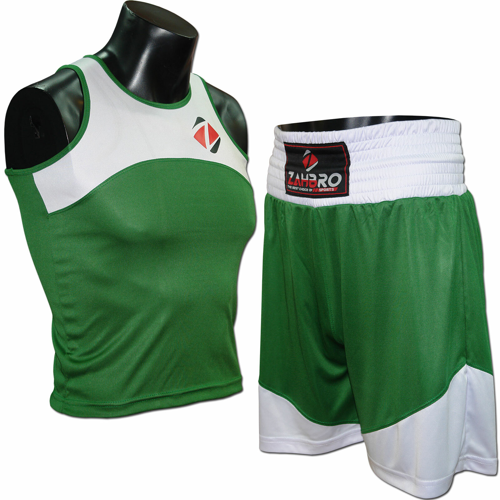 ZAHBRO Mens Boxing Shorts & Vest Set Training Satin Sparring Kickboxing ...