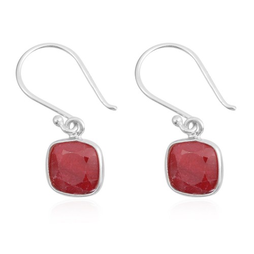 Ruby (Color Enhanced) Sterling Silver Earrings TGW 4.75 cts. Brand New ...