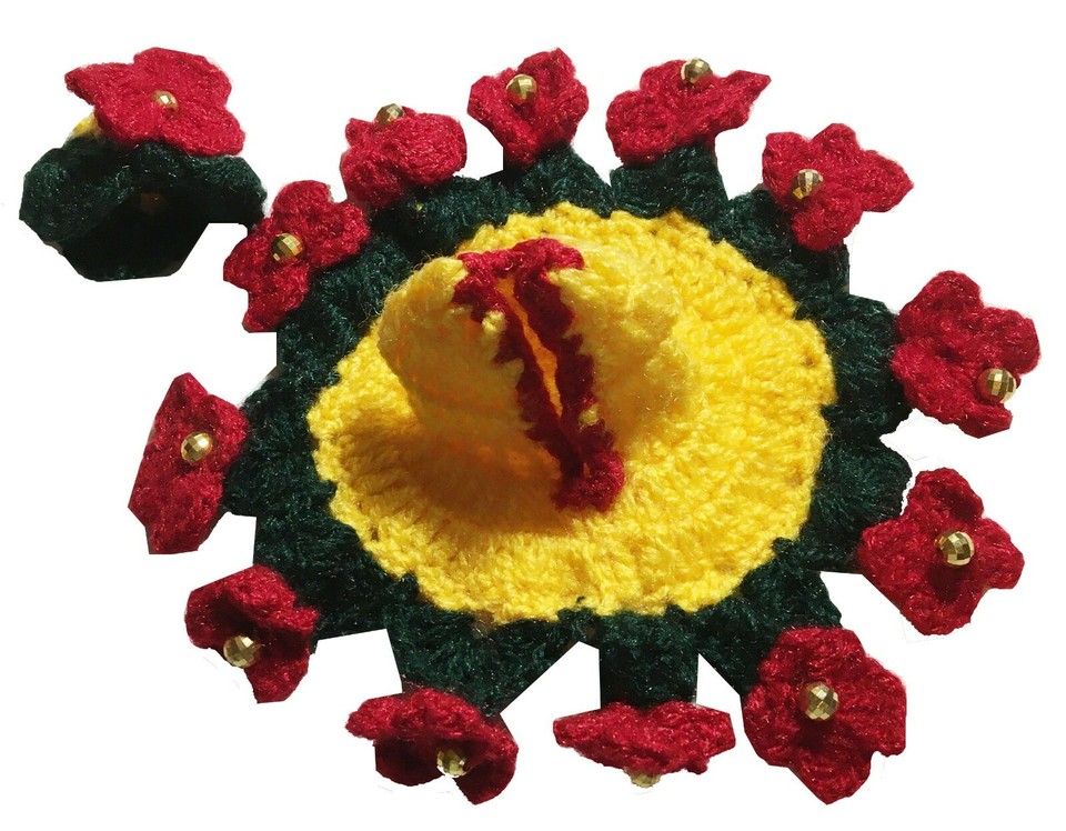 Lord Krishna Bright Colored Yellow Red Poppy Flower Soft Yarn Moti ...