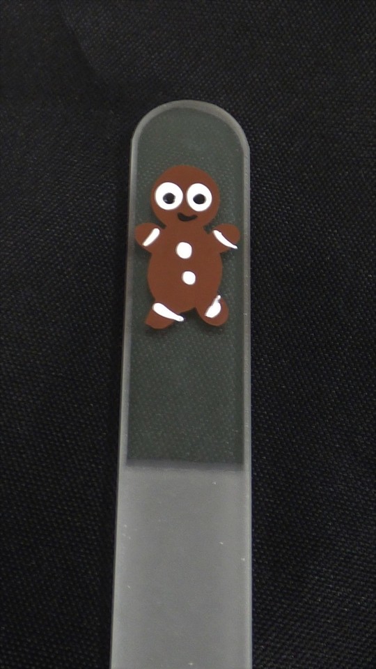 Glass Nail File Gingerbread Man Czech Crystal Hand Painted Medium 5.5 ...
