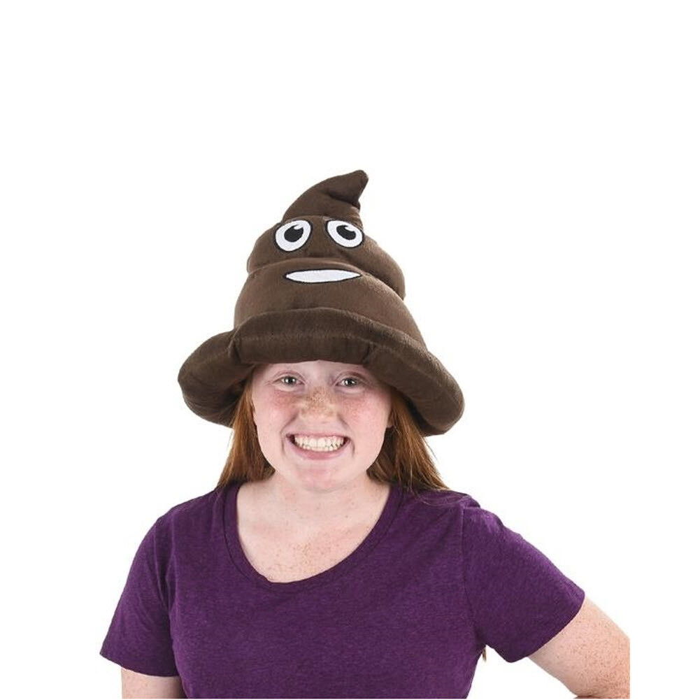 funny Plush Stuffed Poop Emoji Hat unisex color dark… - Gem