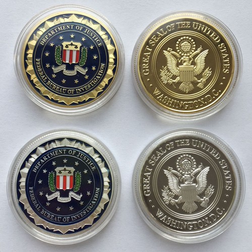 2x US Federal Bureau of Investigation FBI Challenge coin Silver Gold ...