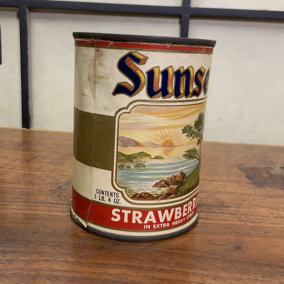 Vintage Sunset Strawberries Tin Can Paper Label. Nice Graphics. | eBay