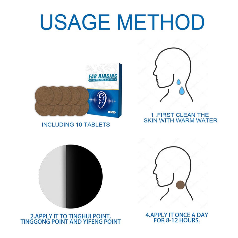 10pcs/box Tinnitus Relief Ear Patch Unisex Ears Health Patches Ear Care ...