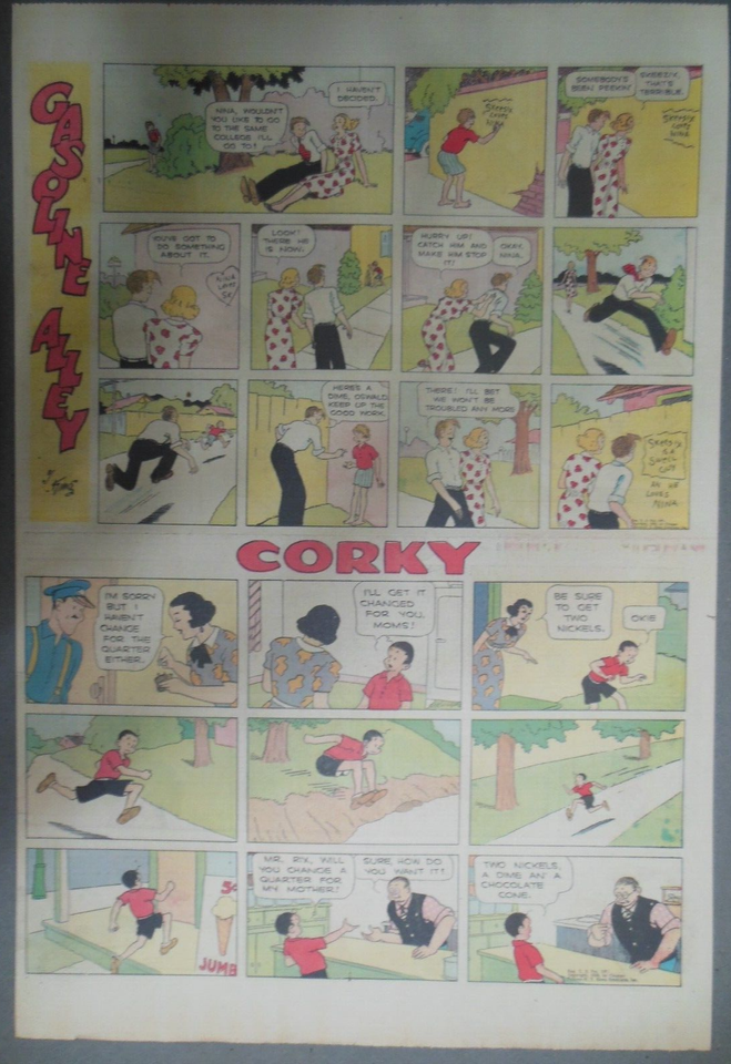 Gasoline Alley Sunday Page by From 7/17/1938 Large Full Page ! 15 x 22 ...