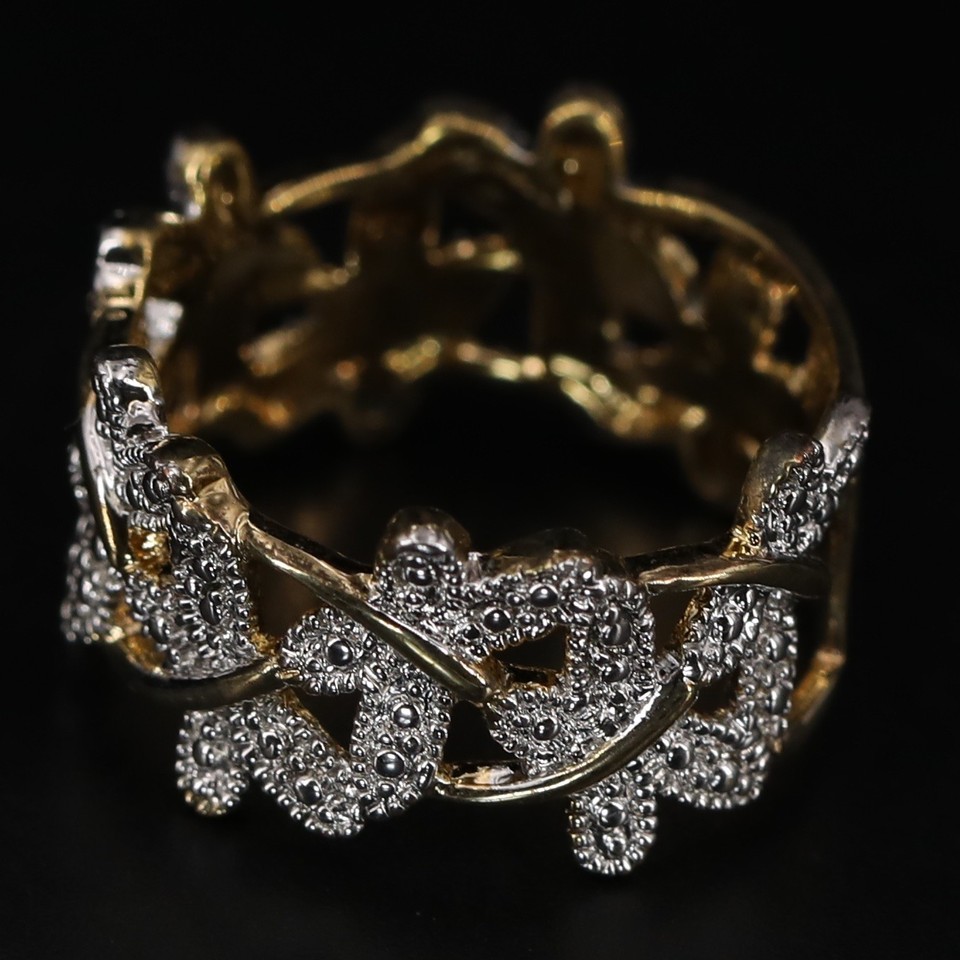 Sterling Silver - SETA Diamond Pave Butterfly Lace Gold Band Ring Size ...