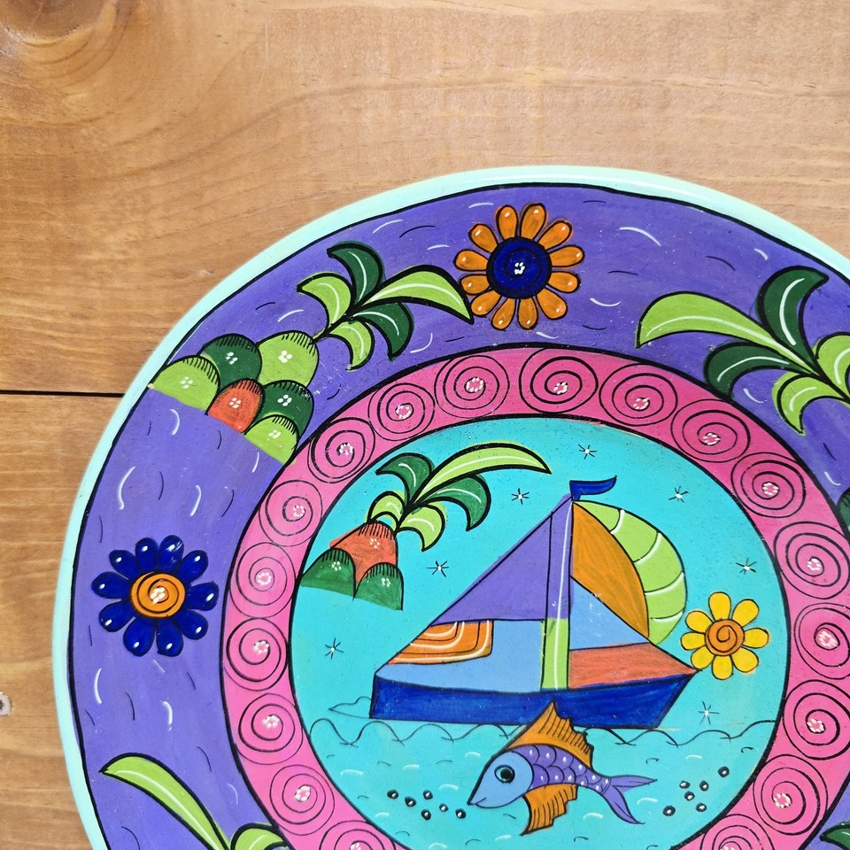 Authentic Vintage 9.5" Mexican Folk Art Talavera Fish Boat Wall Hanging ...