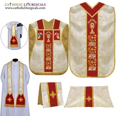New Metallic Gold Corpus Christi Roman Chasuble Fiddleback Vestment ...