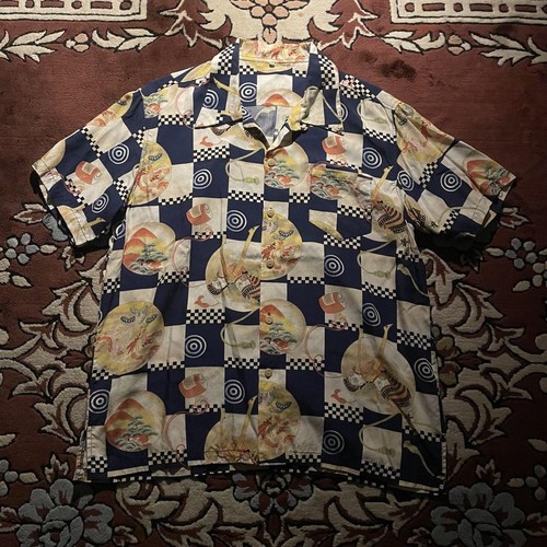 Japanese Pattern Rayon Aloha Shirt Open Collar Vintage Used | eBay