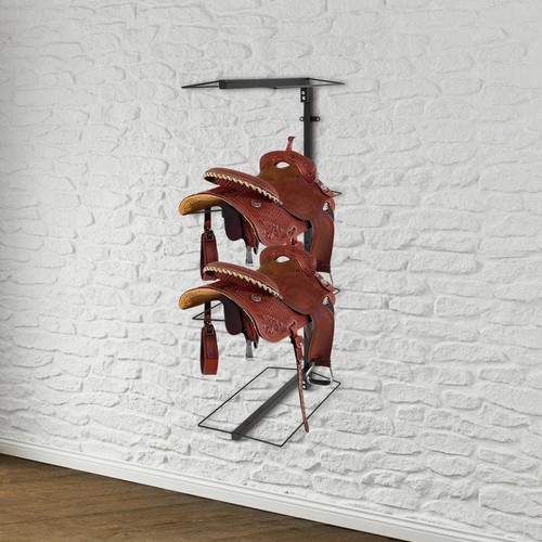 4-Tier Black Saddle Rack Wall Mounted Saddle Rack for Horse Tack Room ...