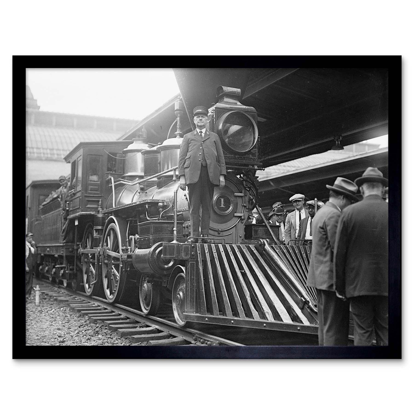 Photography Black White Train Conductor Steam Engine 12X16 Inch Framed ...