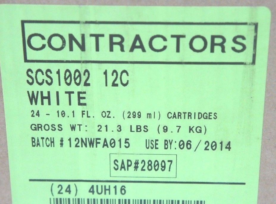 NEW GE SCS1000 CONTRACTORS SILICONE SEALANT WHITE, CASE OF 24, SCS1002 ...