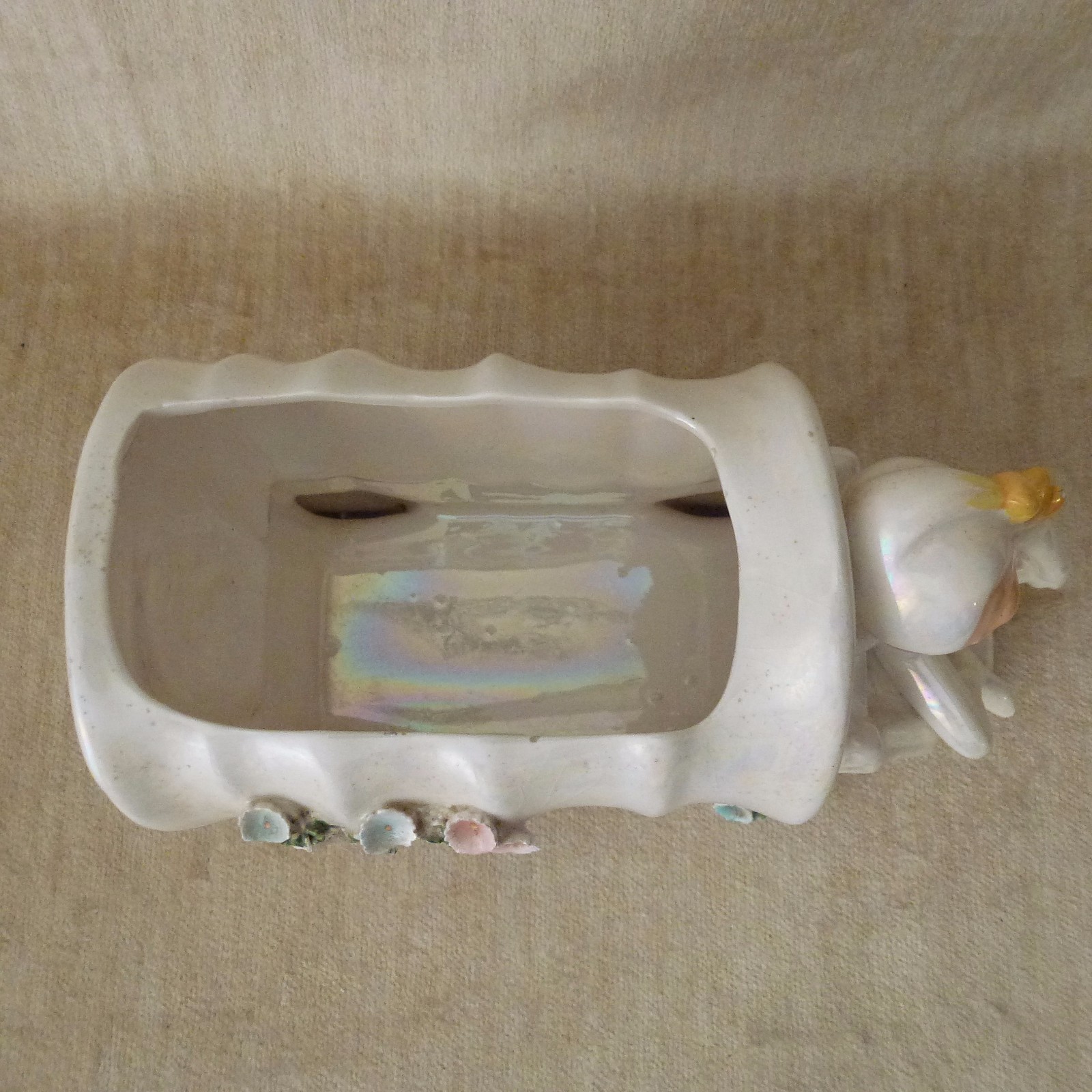 Lefton Iridescent Luster ware Pixie Elf Fairy Planter Vase Floral Trim ...