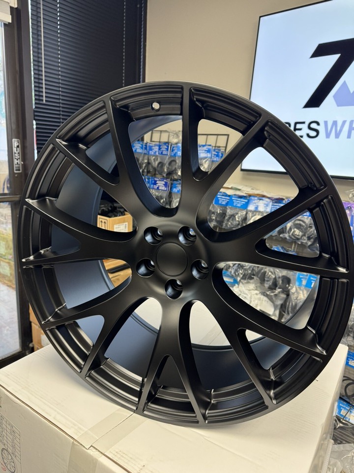 4 New Replica PR161 Hellcat 22x9.5 5x115 +18mm Matre Black Wheel Rim 22 ...