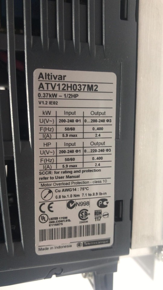 Schneider Electric Altivar ATV12H037M2 Motor AC Drive 0.5HP, 230v ...