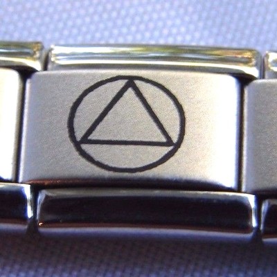 Alcoholics Anonymous AA Symbol Italian Charm Stainless Steel Matte ...