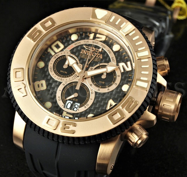 Invicta Sea Hunter 0416 58mm Rose Gold-tone Stainless Steel Case with ...