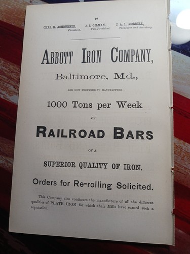 1872 print ad ABBOTT IRON COMPANY Baltimore Maryland Railroad Bars C ...